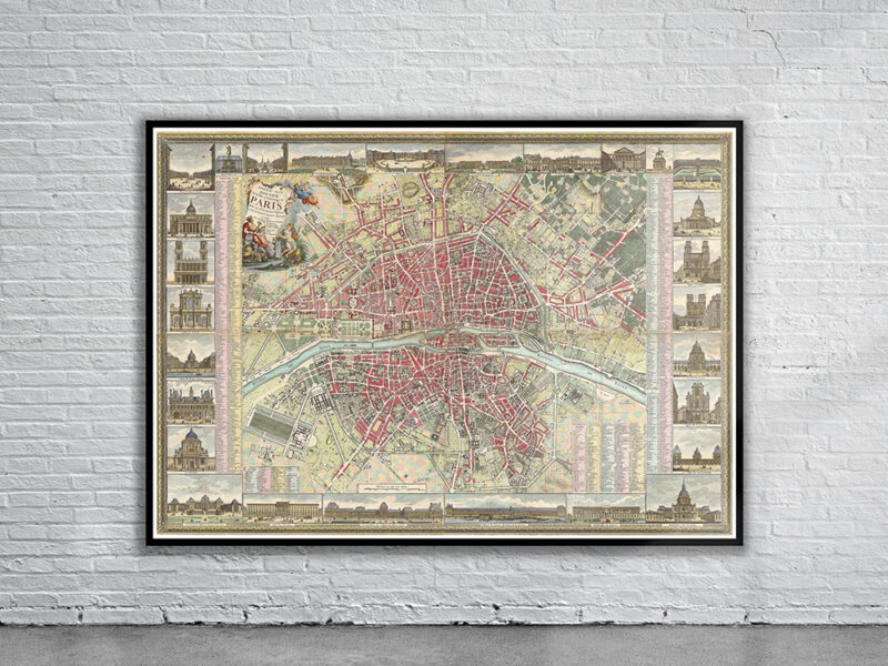 Vintage Map of Paris 1784