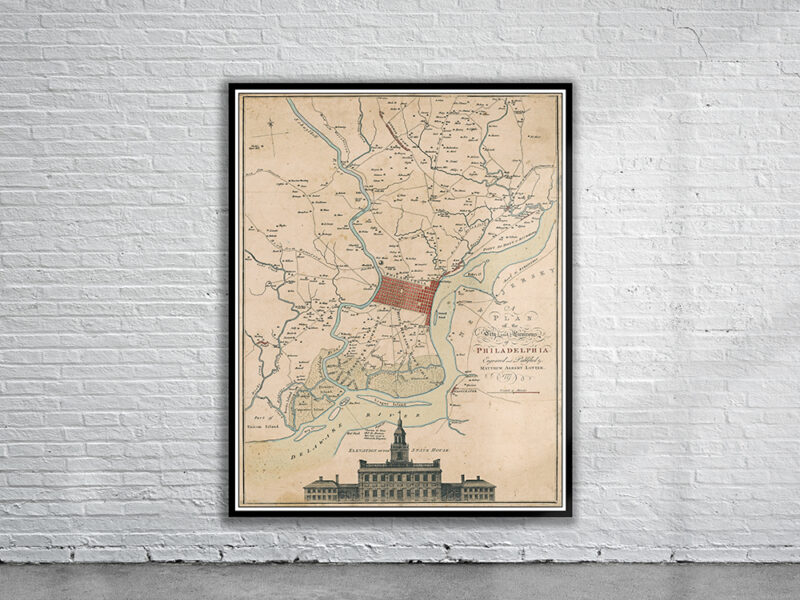 Vintage Map of Philadelphia 1777