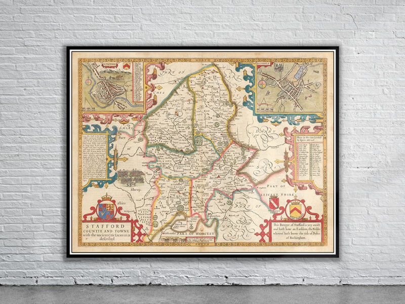 Vintage Map of Staffordshire