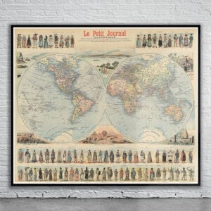 Vintage Map of the World 1900