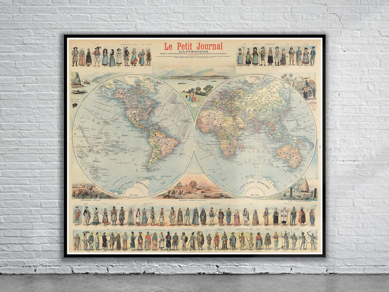 Vintage Map of the World 1900