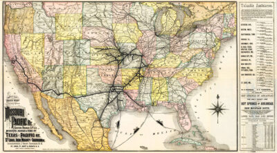 Vintage Missouri Pacific Railroad Map 1886