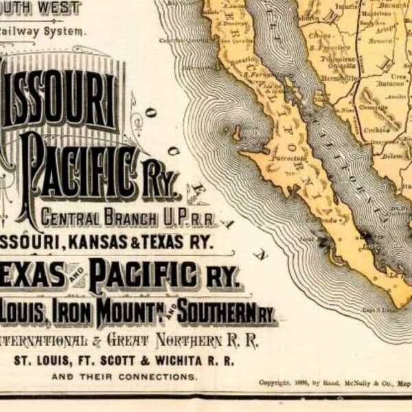Vintage Missouri Pacific Railroad Map 1886