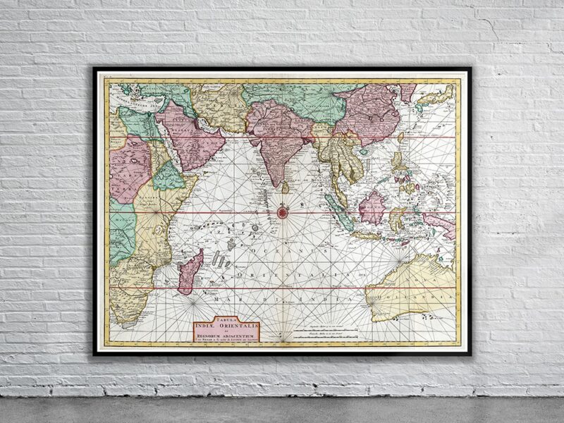 Vintage Map of the Indian Ocean 1724