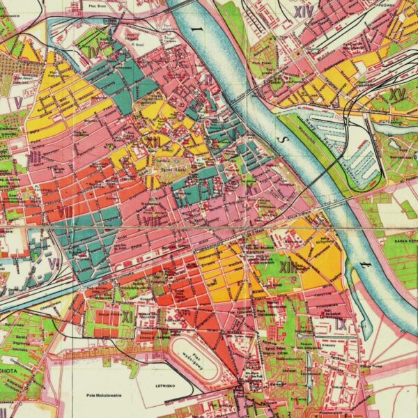 Vintage Map of Warsaw 1924