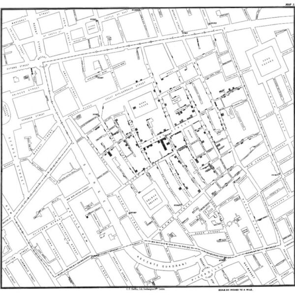 Vintage John Snow Cholera Map of London 1854