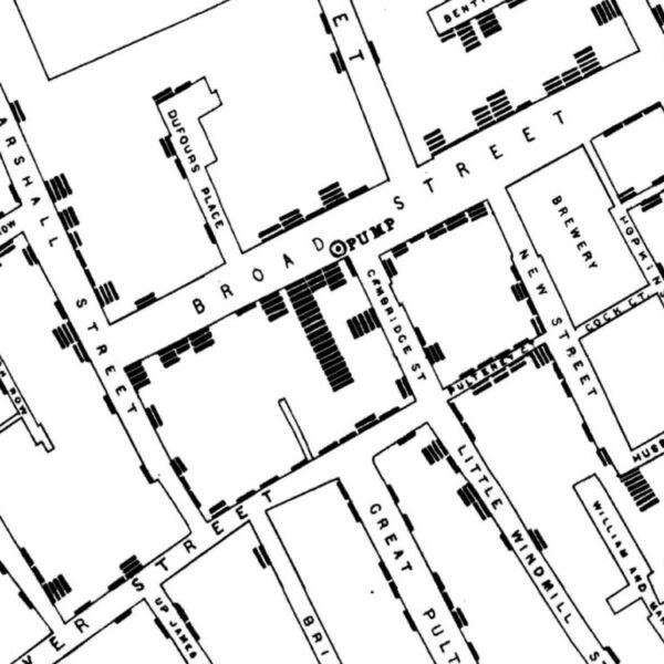 Vintage John Snow Cholera Map of London 1854