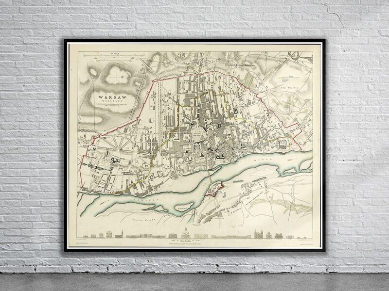 Vintage Map of Warsaw 1831