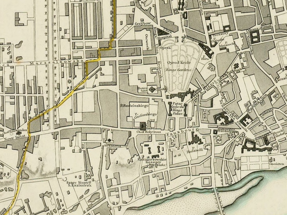 Vintage Map of Warsaw 1831