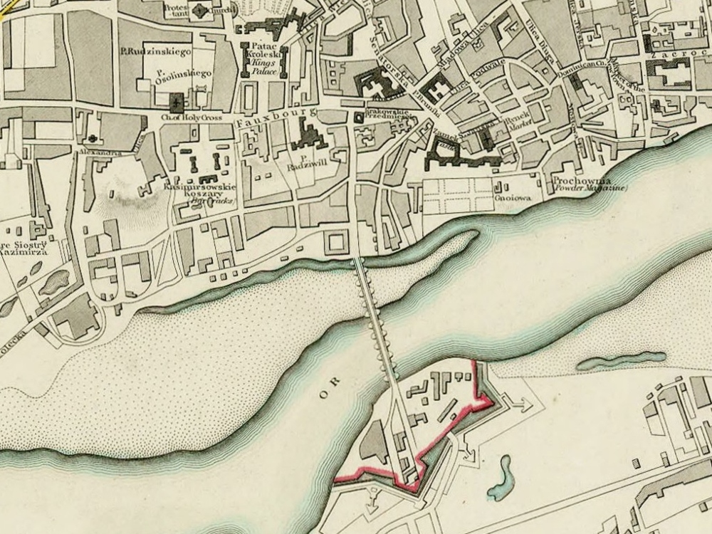 Vintage Map of Warsaw 1831