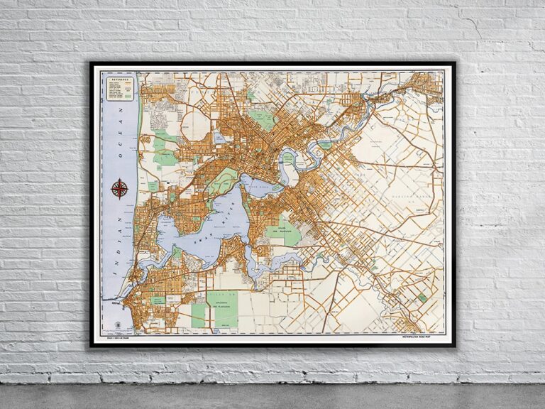 Vintage Map of Perth 1952
