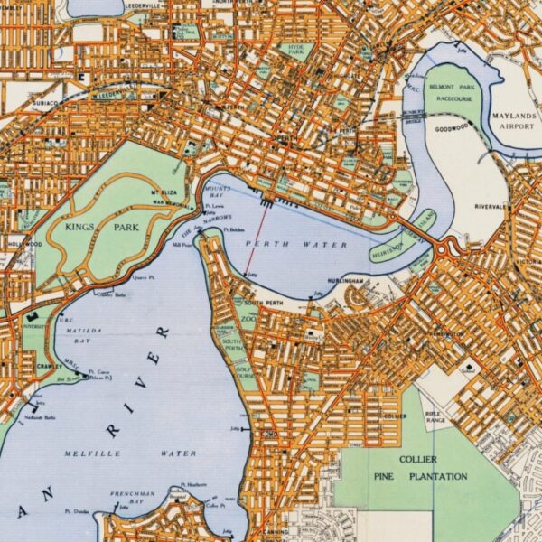 Vintage Map of Perth 1952