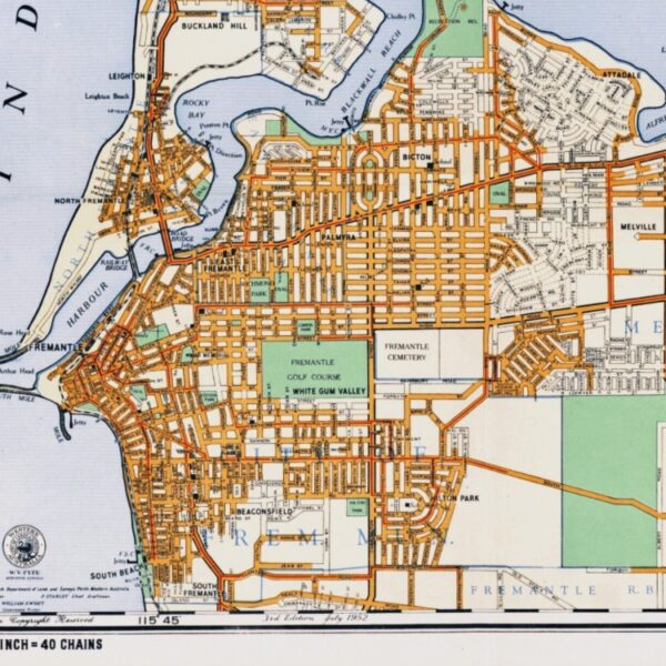 Vintage Map of Perth 1952