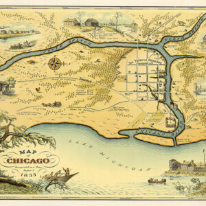 Vintage Map of Chicago 1833