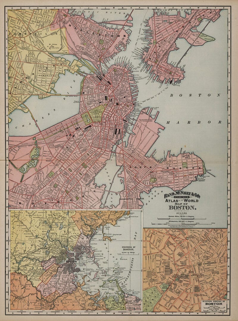 Vintage Map of Boston 1891