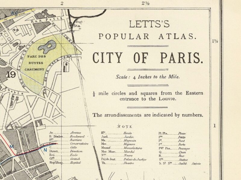 Vintage Map of Paris 1883
