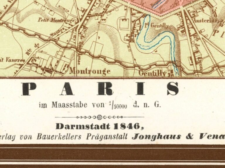 Vintage Map of London and Paris 1846