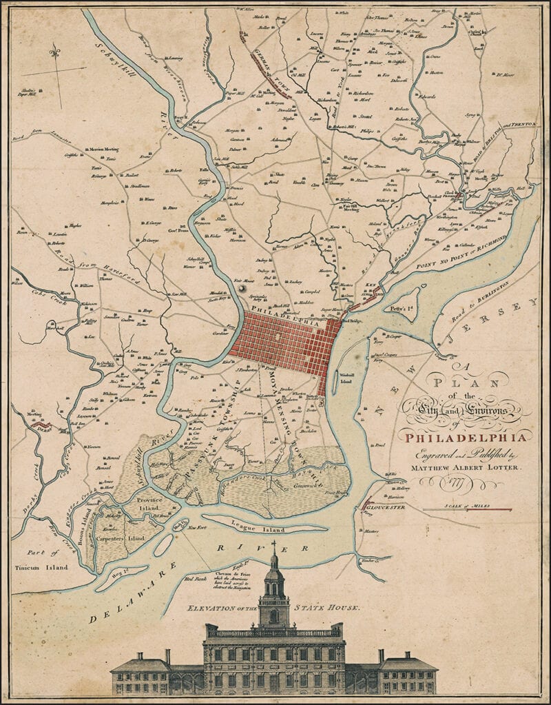 Vintage Map of Philadelphia 1777