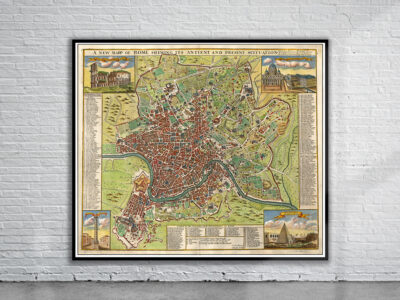 Vintage Map of Rome 1721