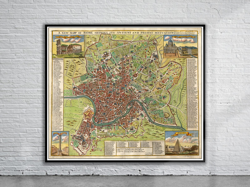 Vintage Map of Rome 1721