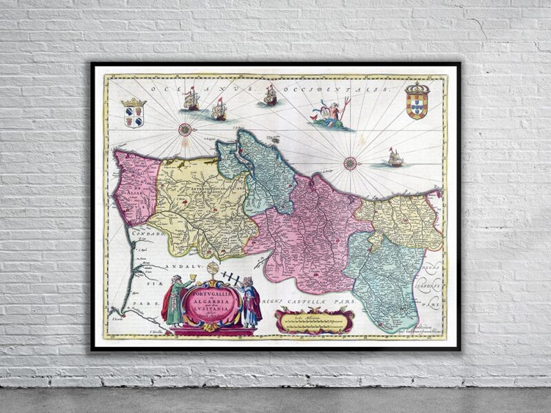Vintage Map of Portugal 1665