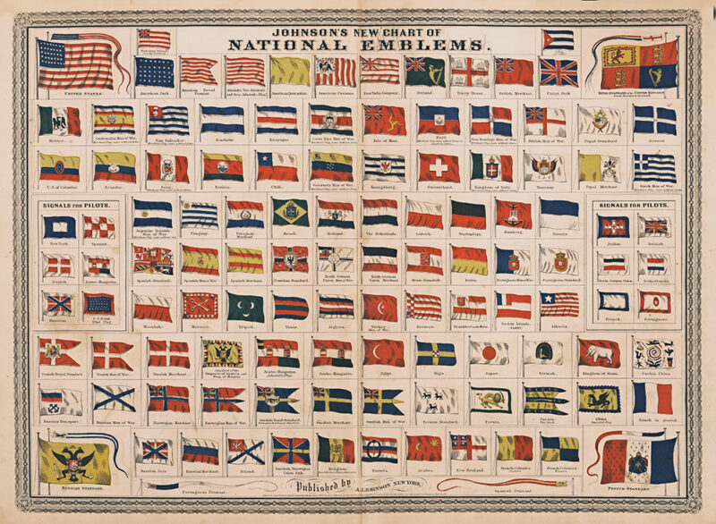 Vintage Print of Flags of the World 1869
