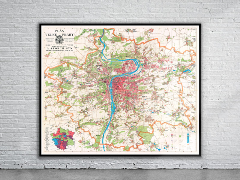Vintage Map of Prague 1939