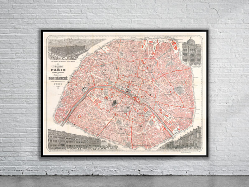 Vintage Map of Paris 1892