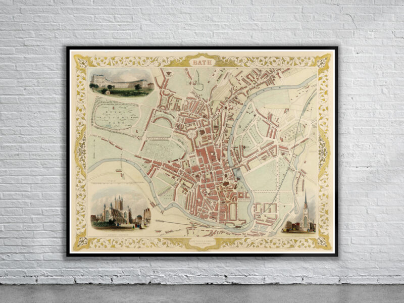 Vintage Map of Bath 1851