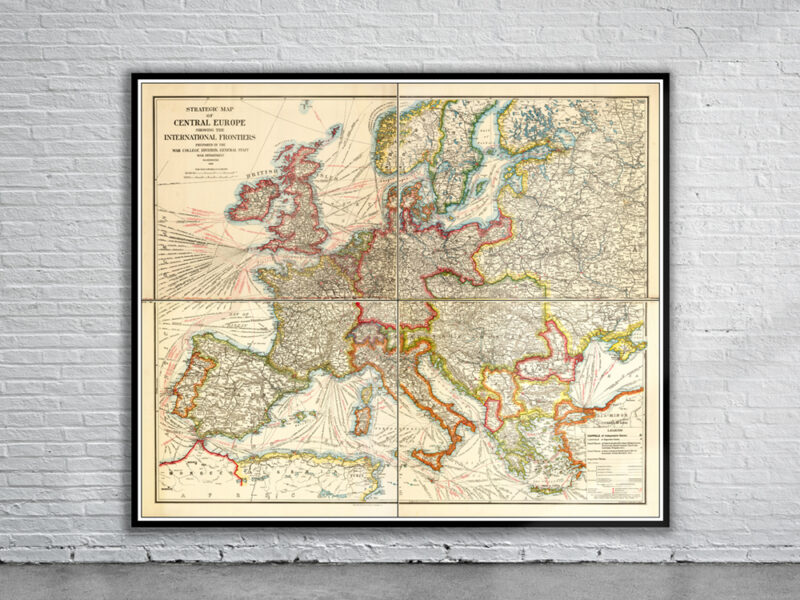 Vintage War Map of Europe 1915