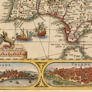 Vintage Map of Spain & Portugal 1610