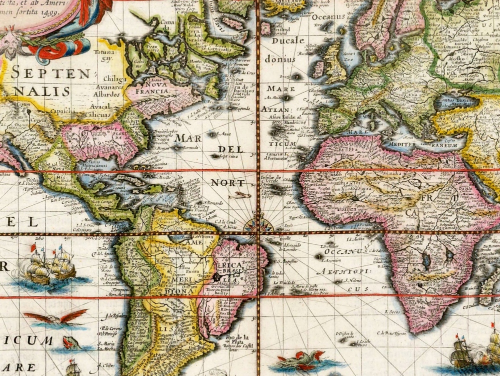 Vintage Map of the World 1608