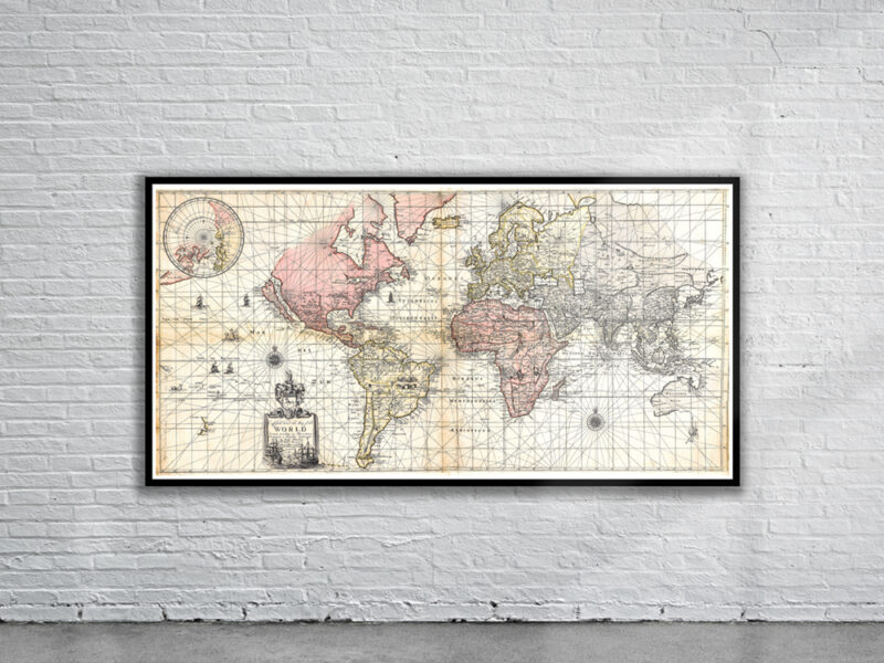 Vintage Map of the World 1671
