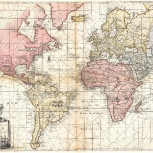 Vintage Map of the World 1671