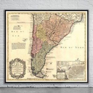 Vintage Map of South America 1733