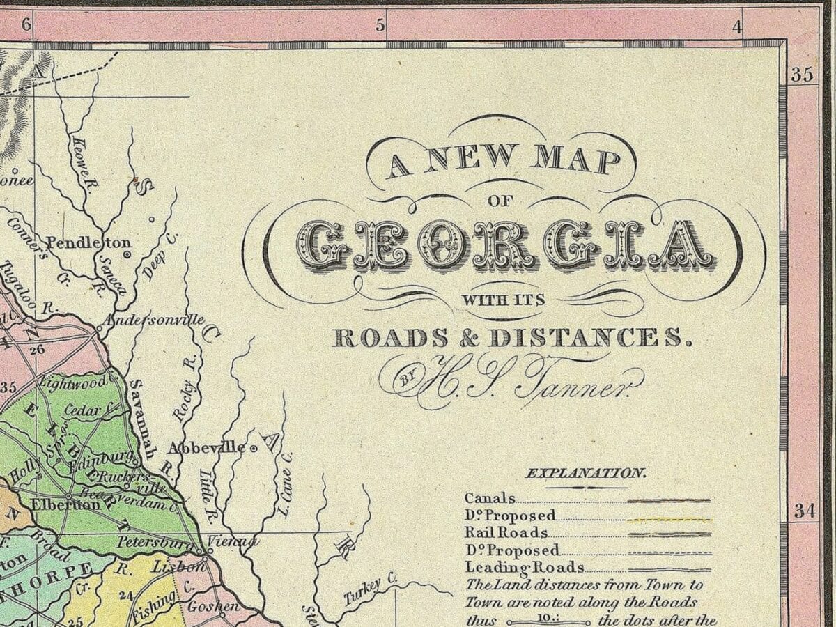 Vintage State Map of Georgia 1833