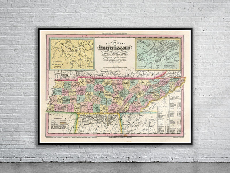 Vintage State Map of Tennessee 1833