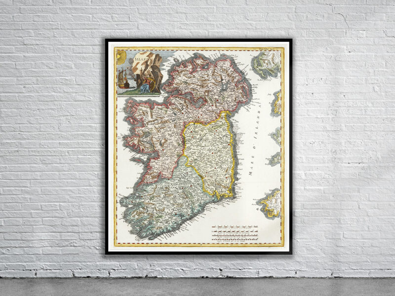 Vintage Map of Ireland 1743