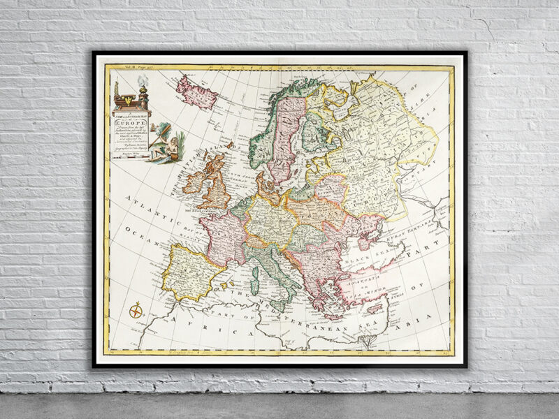 Vintage Map of Europe 1744
