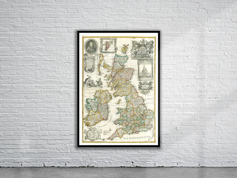 Vintage Map of the British Isles 1715