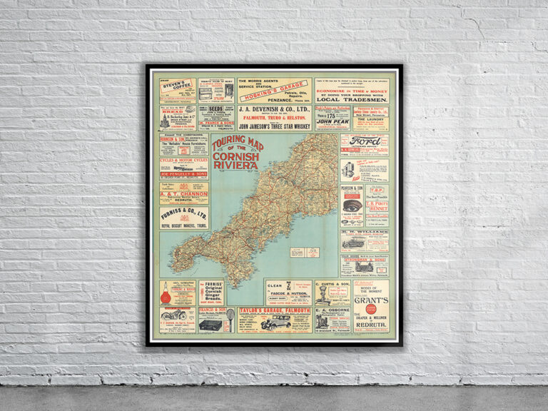Vintage Tourist Map of Cornwall 1928