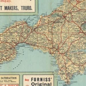Vintage Tourist Map of Cornwall 1928