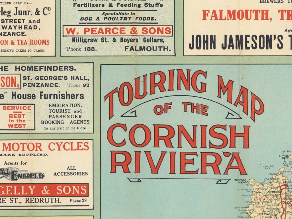 Vintage Tourist Map of Cornwall 1928